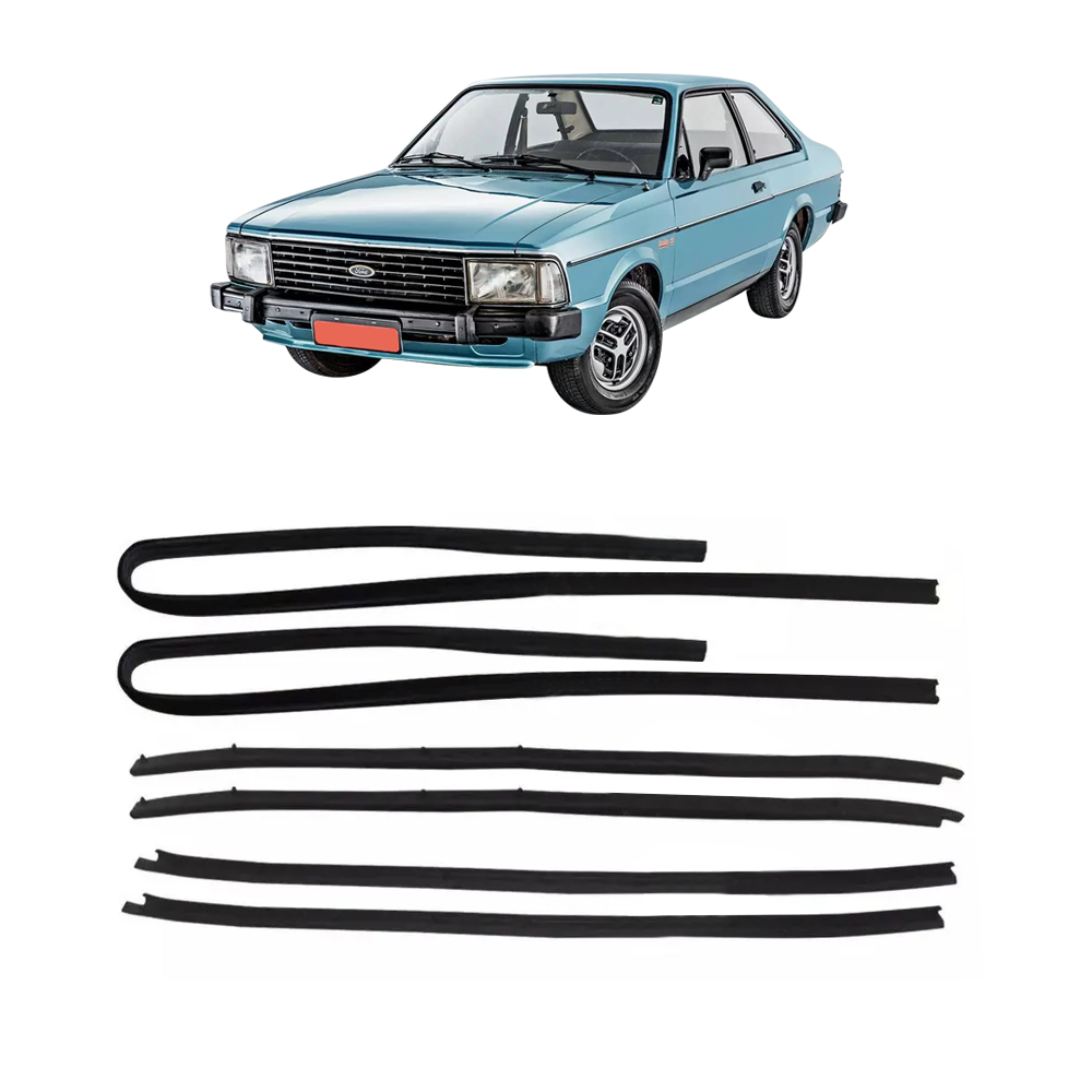 Kit Borracha Canaleta Pestana Vidro Corcel Belina 2 Del Rey