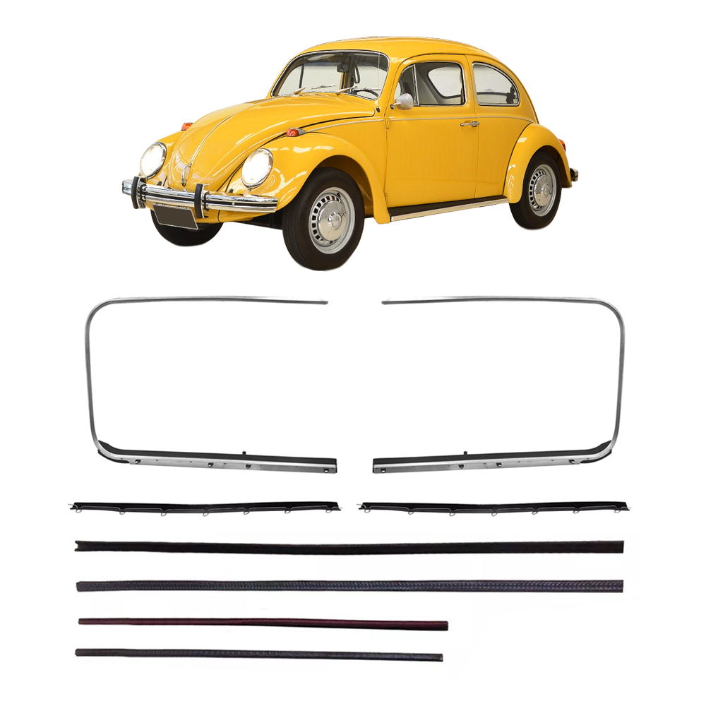 Door Window Run Channel + Beltline Weatherstrip Kit VW Beetle 1978 to