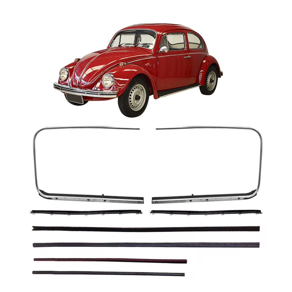 Door Window Run Channel + Beltline Weatherstrip Kit VW Beetle 1971 to